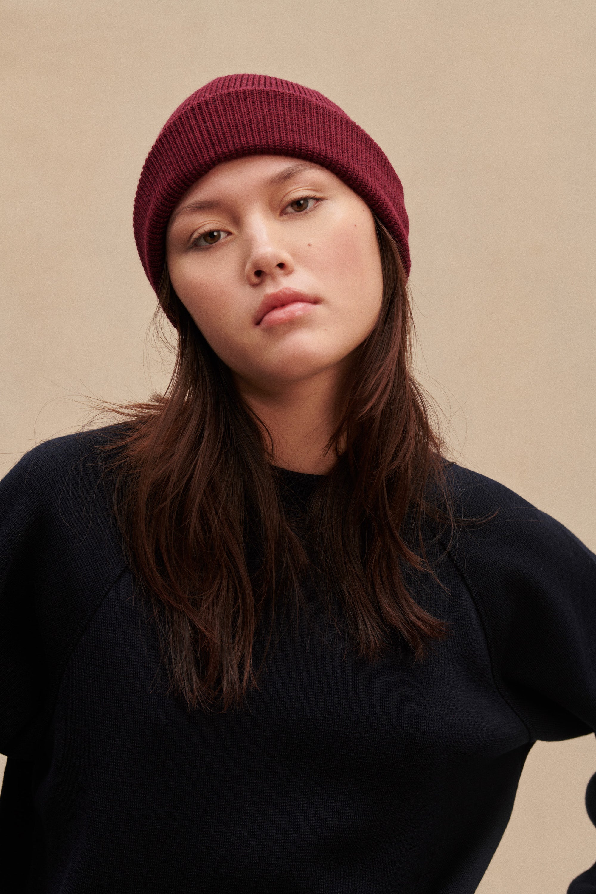 Bonnet mixte bordeaux "Marine nationale" 100% mérinos | Le Minor